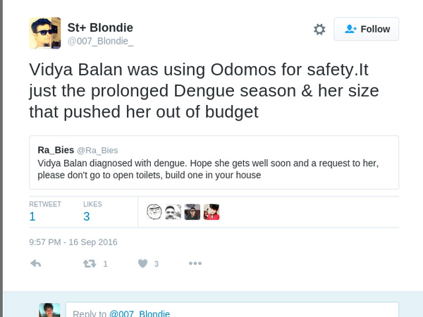 Vidya Balan Trolled For Dengue, Vidya Balan Dengue Trolls, Vidya Balan ...