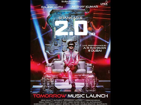 New Poster of 2.0 Starring Superstar Rajinikanth 'Chitti'. - Filmibeat