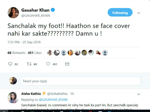 Gauhar Khan Slams Bigg Boss 12’s Kriti Verma & Roshmi Banik; Says ...