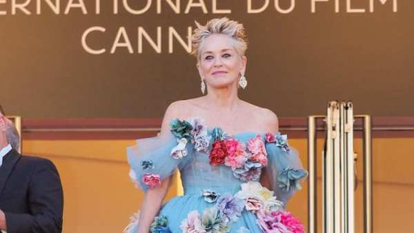 Sharon Stone Looks Like A Disney Princess In Puffy Blue Dress At Cannes ...
