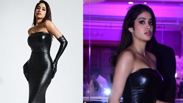 Janhvi Kapoor Raises Heat As She Flaunts Her Curves In Strapless Black Leather Gown; See PICS ...