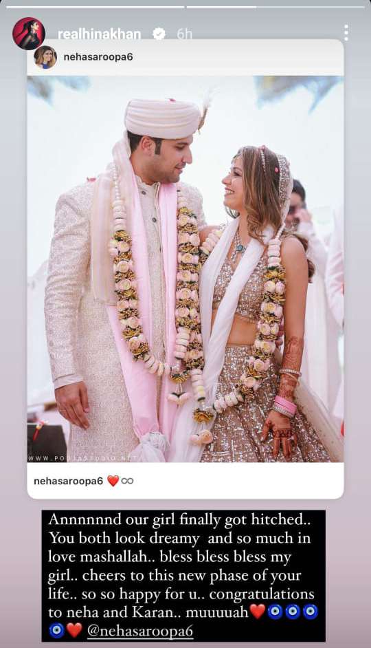 Hina Khan Congratulates Yeh Rishta Kya Kehlata Hai Co-Star Neha Saroopa ...