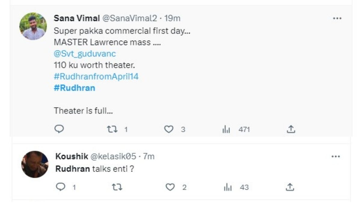 Rudhran Review | Rudhran Twitter Review: Raghava Lawrence's Re-Entry Film Attracts Family ...