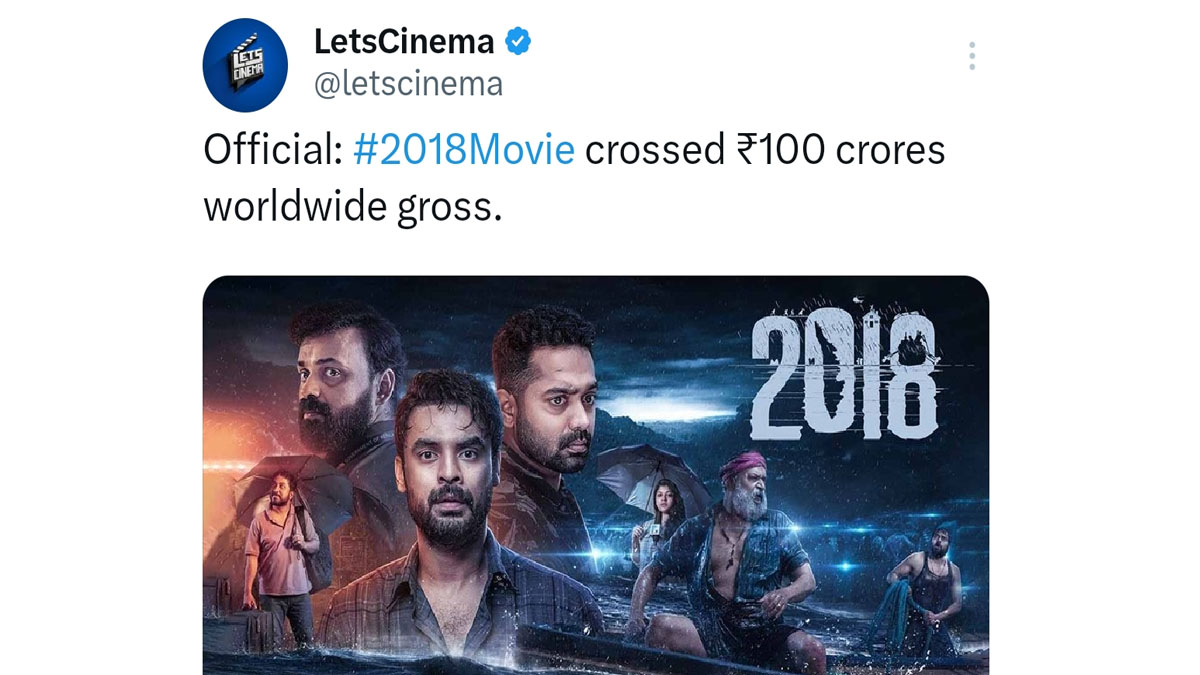 2018 Movie 100 Crores | 2018 Movie Crossed Rs 100 Crores In Worldwide Theatrical Gross ...
