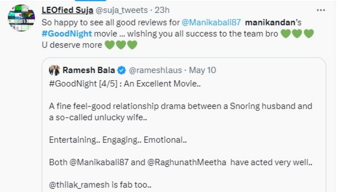 Good Night Twitter Review | Good Night Movie Review | Good Night First ...