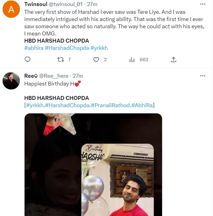 Happy Birthday Harshad Chopda Yeh Rishta Kya Kehlata Hai Star Fans ...