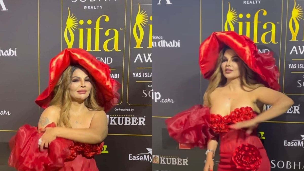 IIFA 2023: Rakhi Sawant Dress Slip At Green Carpet Viral Video| Trolled For Laal Mirchi Outfit ...