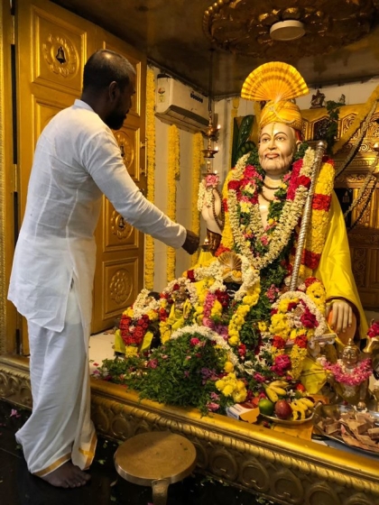 Raghava Lawrence Observing Shri Raghavendra Swamy's Jeevasamadhi Day ...