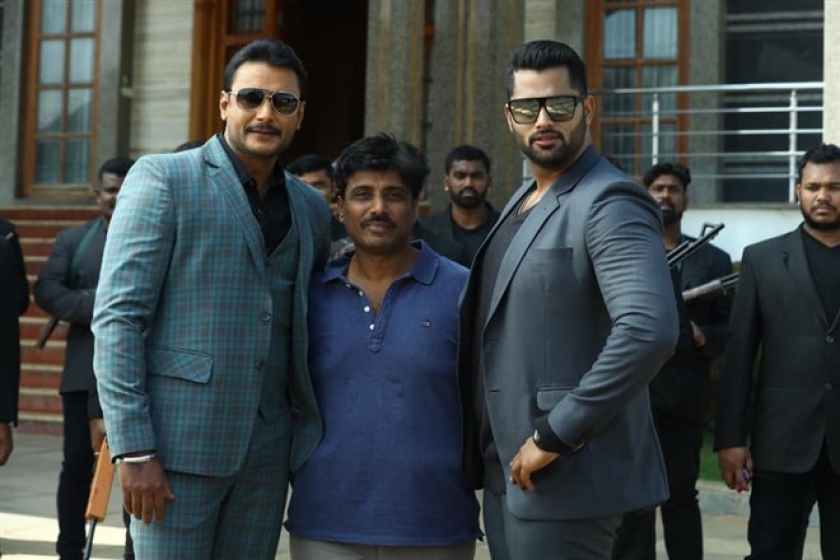 Actor Darshan in Amar movie shooting set Photos