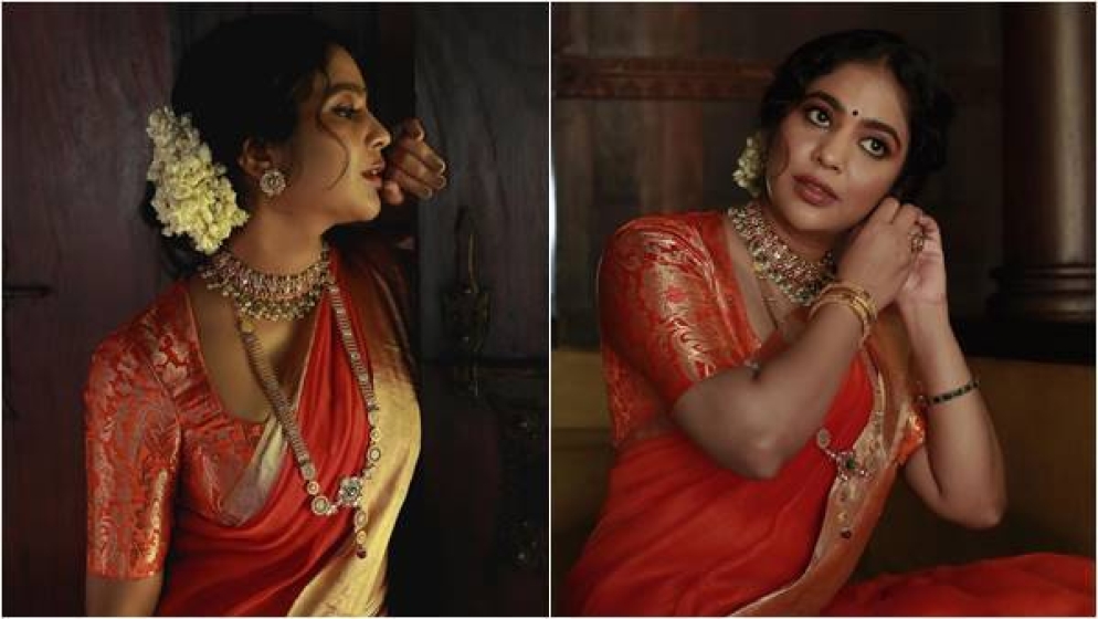 Actress Srinda New Stunning Stills In Hot Red | ചുവന്ന സാരിയി ...