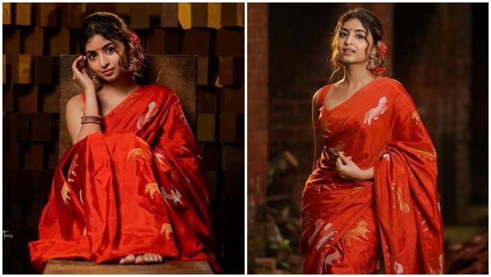 Mollywood Actress Navani Devanand's New Photoshoot in Red Saree ...