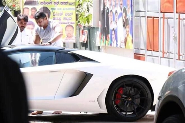 Challenging Star Darshan New Lamborghini Car Photos - FilmiBeat
