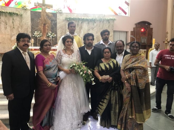 Chiranjeevi Sarja And Meghana Raj Christian Wedding Photos - FilmiBeat