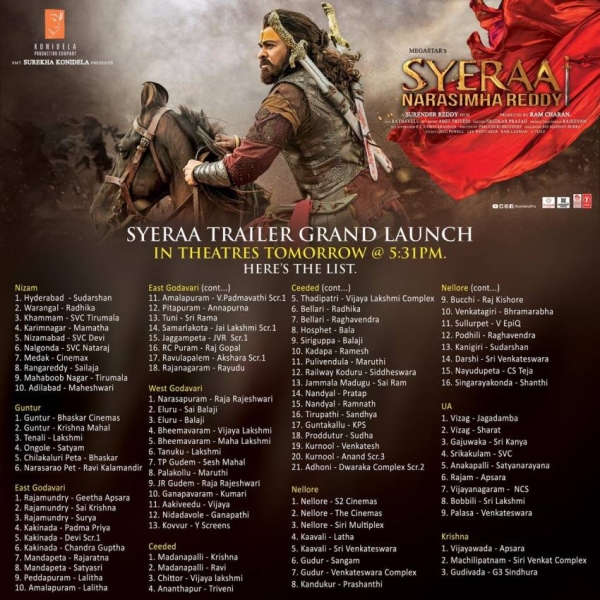 Megastar's Chiranjeevi Syeraa Narasimha Reddy Movie Trailer Launch Photos