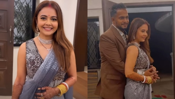 Devoleena Bhattacharjee Stuns In Shimmery Saree As She Poses With Hubby ...