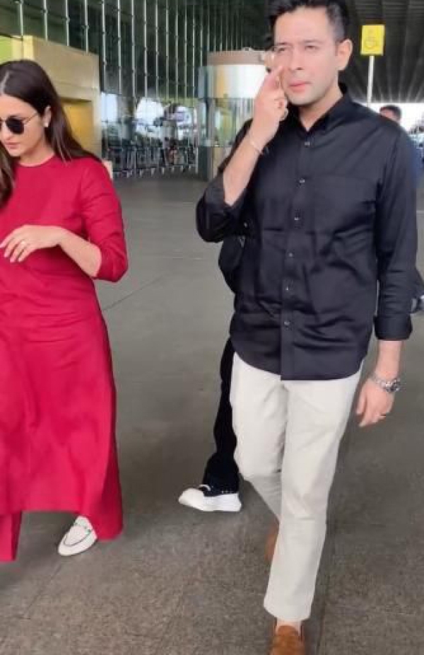 Parineeti Chopra and Raghav Chadha spotted at Delhi Airport ahead of their Engagement, couple ...