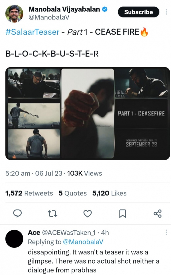 Salaar Teaser Release: Salaar Teaser Strikes Gold on Twitter, Prabhas ...