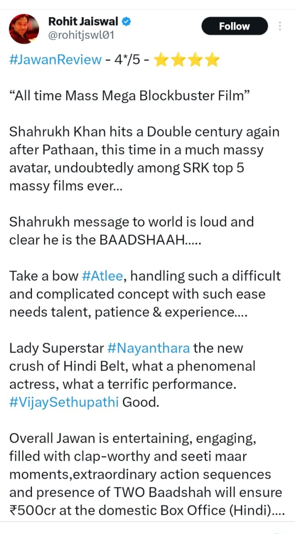 Jawan Twitter Review: Netizens Term Jawan A ‘Blockbuster’, Call It A ...